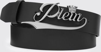 Philipp Plein Ceinture en cuir de veau avec plaque logo m&eacute;tallique
