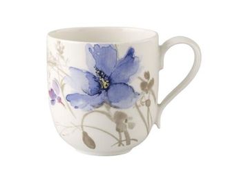 Villeroy & Boch Mariefleur Gris Basic Mug à café, 350 ml, Hauteur : 9 cm, Porcelaine Premium, Blanc/Multicolore