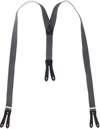 Harrys-Collection Hosenträger Knopfloch echte Lederpatten 11 Farben, Größen:120 cm, Farben:dunkelgrau