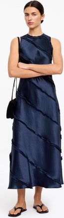 Arket Satinkleid Mit R&uuml;schen -Blau