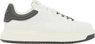 Emporio Armani Homme, Chaussures, Blanc, Taille: 44 EU Leather Baskets