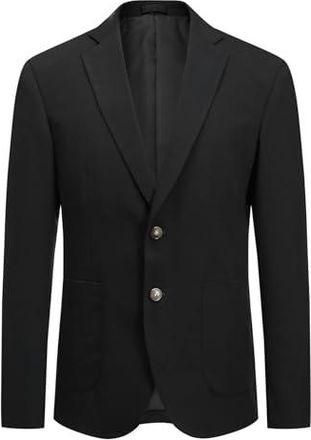 AlltheMen Blazer Homme Formel avec Deux Boutons Veste Costumes Couleur Uni Classqiue Jacket daffaires Mariage Noir 3XL