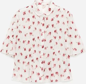 Arket Gesmokte Bluse Mit Print -Weiß