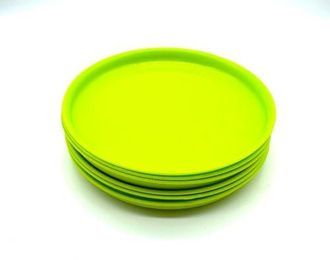 Kimmel 6 Stück Teller 18cm Speiseteller Partygeschirr Kindergeschirr Campinggeschirr Plastikgeschirr Kunstsoffgeschirr, Mehrweg, Farbe limone