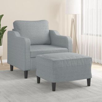 vidaXL Sessel mit Hocker Hellgrau 60 cm Stoff Vidaxl