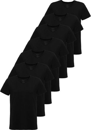 Tazzio T-Shirt Herren 7er-Pack V-Ausschnitt Shirt V-Neck Basic E107 (Schwarz, XXL)