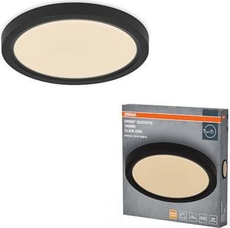 Osram Orbis Quickfix 195mm LED Deckenleuchte, 16W, 3000K Warmwei&szlig;, 1200lm, Click-DIM, Schwarz, Kunststoff/Metall