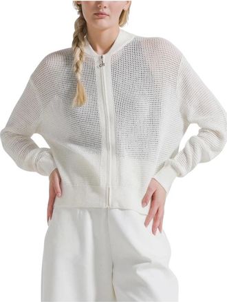 Deha Deha, Femme, Pulls, Blanc, Taille: 38 FR Sweat zipp&eacute; &agrave; effet maille