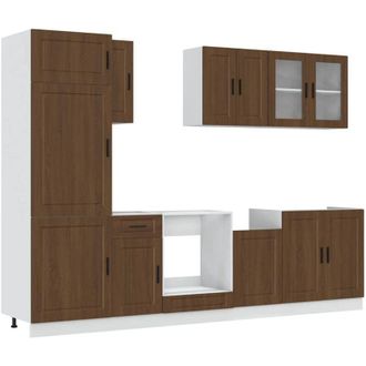 vidaXL 8-tlg. K&uuml;chenschrank-Set Braun Eichen-Optik Holzwerkstoff vidaXL