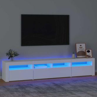 vidaXL Vidaxl - Meuble tv avec lumi&egrave;res led Blanc 210x35x40 cm