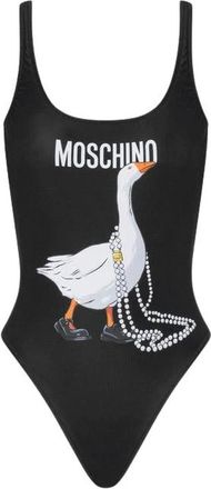 Moschino Femme, Maillots de bain, Noir, Taille: 38 FR Goose Lycra One-piece Swimsuit