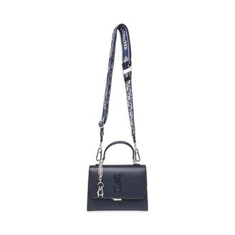 Steve Madden Petit sac à bandoulière Lattuca avec poignée supérieure, bleu marine, taille unique
