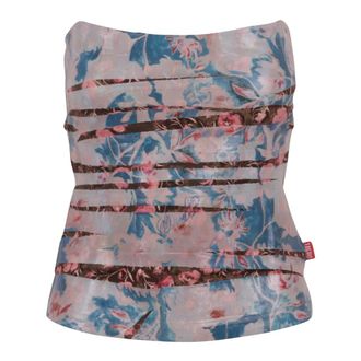 Diesel &Auml;rmelloses Top mit floralem Distressed-Print - - Tops - Damen - Blau - M
