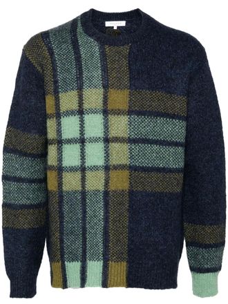 Maison Kitsuné pull en maille intarsia à carreaux - Bleu