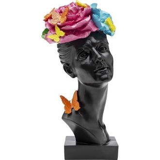 Kare Design Design Deko Figur Butterfly Lady, Schwarz/Bunt, 41cm H&ouml;he, Deko Objekt, Deko Statue modern, Geschenk, Frauenfigur mit Schmetterling und Bl&uuml;tenkrone, W