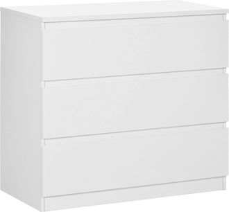 HOMCOM Kommode 3 Schubladen Kommode Zimmer Aufbewahrungsmöbel Schlichter moderner Stil für Schlafzimmer, Wohnzimmer - 80 x 39 x 73 cm, weiß