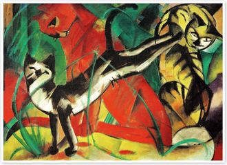 Posterlounge Drei Katzen Poster von Franz Marc 70 x 50 cm Wandbilder Wanddeko