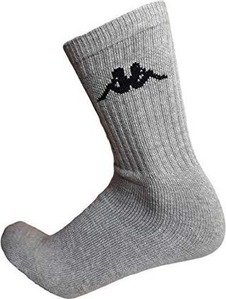 Kappa Lot de 6 paires, 12 chaussettes de sport en &eacute;ponge, hauteur mi-mollet, chaussettes de tennis, chaussettes de randonn&eacute;e pour homme et femme - Gris - 39