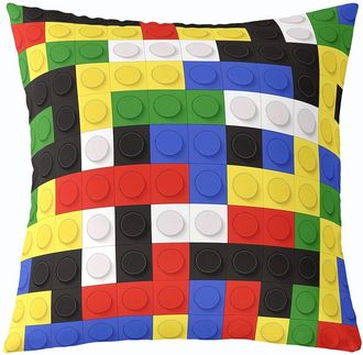 Generic Kissenbezug Bausteine Spielzeug Ziegel Bunte Spiele 2Er Set Weiches Dekokissenbezug F&uuml;r Sofa Auto Kinder