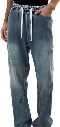 Generic Jean Homme Jeans Homme Week-End/Voyage Pantalon &Eacute;vas&eacute; Uni Tendance - Coupe Versatile pour Printemps, &Eacute;t&eacute; Et Automne, &Eacute;l&eacute;gant &Agrave; Toutes Les Occasions