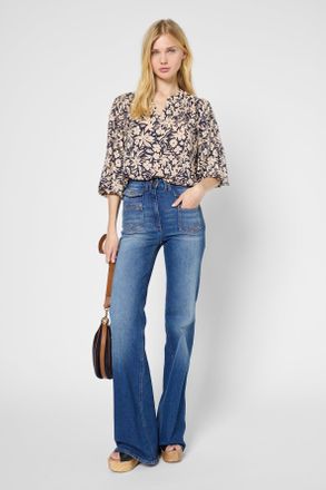 Gerard Darel Chemise fluide &agrave; fleurs - USEA - Marine