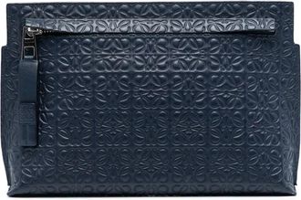 Loewe 2015-2016 Embossed Calfskin Anagram Repeat T Pouch clutch bag - Blau