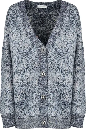 Paco Rabanne Femme, Pulls, Bleu, Taille: 38 FR V-neck Button-Front Cardigan