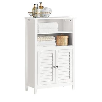 SoBuy Armoire de Salle de Bain - Meuble de Salle de Bain Mince avec Étagères et Portes, Commode de Rangement pour Couloir et Salon en Bois, Gain de Place, B