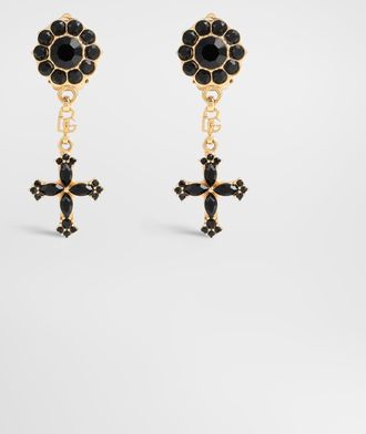 Dolce & Gabbana Cross And Rhinestone Clip Earrings - Frau Bijoux Mehrfarbig Metall Onesize
