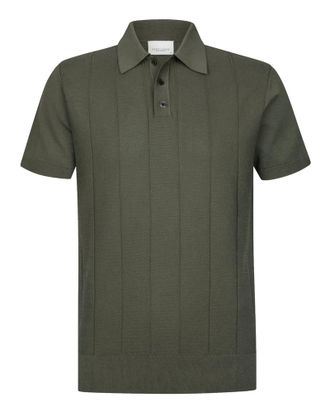 Profuomo Strick-Poloshirt aus Baumwolle mit Schattenstreifen in