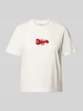 Stefanel T-Shirt mit Perlen und Rundhalsausschnitt