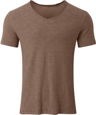 Generic T-shirt &agrave; col en V pour homme - Manches courtes - Coupe ajust&eacute;e - Confortable - Doux - D&eacute;contract&eacute; - Pour lentra&icirc;nement en plein air, la gym, lentra&icirc;n
