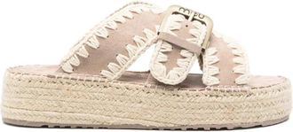 Mou Femme, Chaussures, Beige, Taille: 40 EU Sandales Beige en Cuir avec Semelle en Caoutchouc