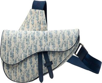 Dior 2021 Kasuri Oblique Canvas Saddle crossbody bag - Blau