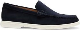 BOSS Hommes Sienne Loaf Mocassins en Cuir suédé avec Logo gravé en Creux
