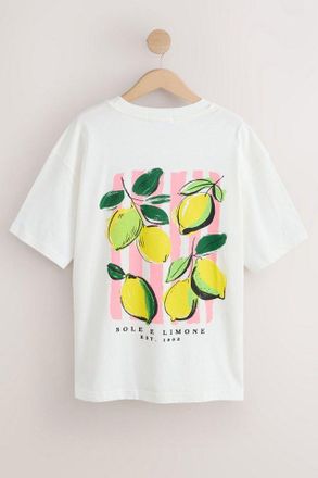 Next T-Shirt Bedrucktes Rundhals-T-Shirt mit Zitronen-Grafik (1-tlg)