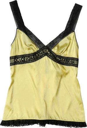 Dolce & Gabbana Femme, Tops, Jaune, Taille: 38 FR Silk Lace Trim Lingerie Top