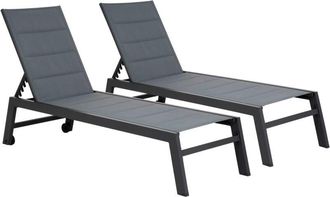 Happy Garden 2er Set Sonnenliegen BARBADOS aus grauem Textilene - Aluminium anthrazitgrau