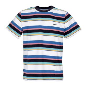 Obey Homme, Tops, Multicolore, Taille: XL Tee-shirt à Rayures Noir Multi T-shirt en Coton
