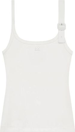 Courr&egrave;ges Femme, Tops, Blanc, Taille: 40 FR Buckle 90s Rib Tank Top