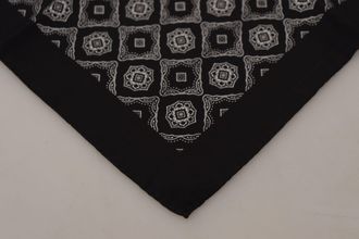 Dolce & Gabbana Mens Black Geometric Patterned Square Handkerchief Scarf Silk