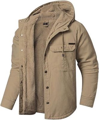 Generic DENGJIAMY Sweat &agrave; capuche &agrave; manches longues et fermeture &eacute;clair pour homme avec doublure en polaire gaufr&eacute;e, Z25 Kaki, XXL