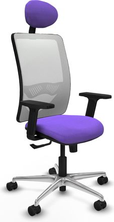 Piqueras y Crespo B&uuml;rostuhl Zulema mit 2D-Armlehnen und festem Kopfteil, ausgestattet mit Sincro 3 Positionen und Schneideschaum, mit Rollen von 65 mm, Nylon, Wei&szlig;/Lila