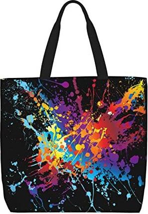 Generic Sac De Courses &Eacute;claboussures N&eacute;on Phosphorescentes Sac &Agrave; Provisions En Toile Pliable De Grande Capacit&eacute; Sacs &Agrave; Main, Pour Shopping, Burea, Tous Les Jo