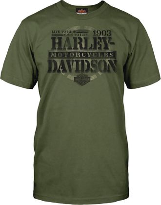 Harley-Davidson Harley-Davidson Military - Herren-T-Shirt, kurzärmelig, Militärgrün - Overseas Tour | Honor, Militär, Grün, Klein