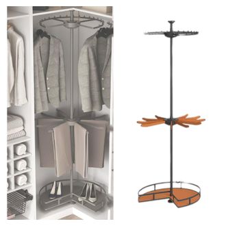 Generic Freistehender, Um 360&deg; Drehbarer Kleiderst&auml;nder, 3-stufiger Robuster Metall-Kleiderst&auml;nder for Aufh&auml;ngen, Rechtwinklige Kleiderstangen Und Beschl&auml;ge, 