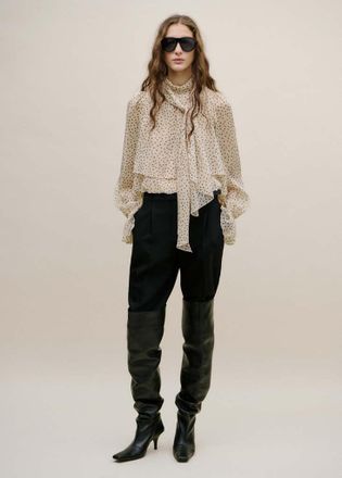 Mango Blouse &agrave; pois naud &eacute;cru - Femme - M - MANGO