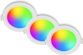 Briloner 3er Set LED Einbaustrahler 230V mit Fernbedienung, dimmbar, RGB, CCT wamweiß bis kaltweiß, Spot, Deckenspots, Einbauleuchten, Badezimmer, Einbauspots 
