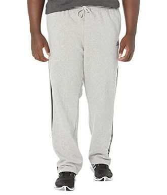 adidas Adidas Mens Size Essentials Fleece Open Hem 3-Stripes Pants, Medium Grey Heather, 3X-Large/Tall