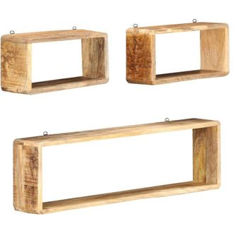 vidaXL vidaXL 3-tlg. W&uuml;rfel-Wandregal-Set Massivholz Mango